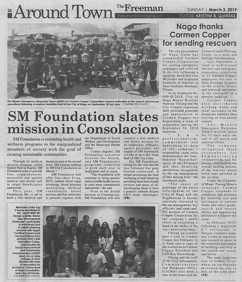 Naga thanks Carmen Copper for sending rescue | Atlas Consolidated ...